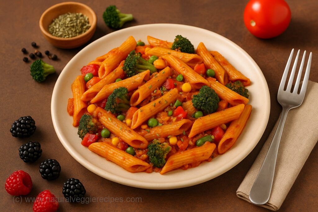 Masala Pasta Recipe | Indian Style Pasta | Natural Veggie Recipes